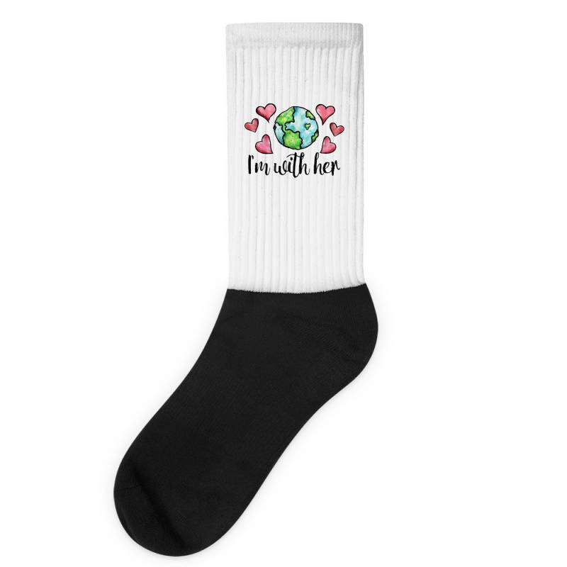 Custom I'm With Her Earth Day Socks By Acoy - Artistshot