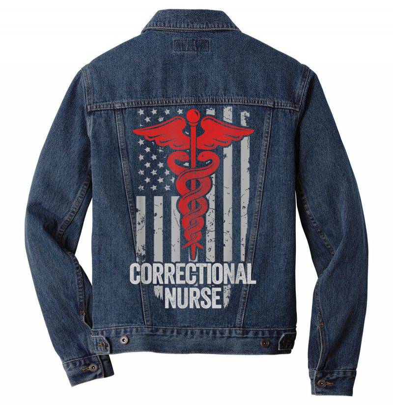 Custom Correctional Nurse Men Denim Jacket By Kakashop - Artistshot
