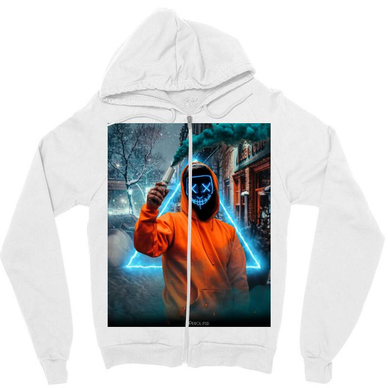 Custom Neon Mask Zipper Hoodie By Erol.psd - Artistshot